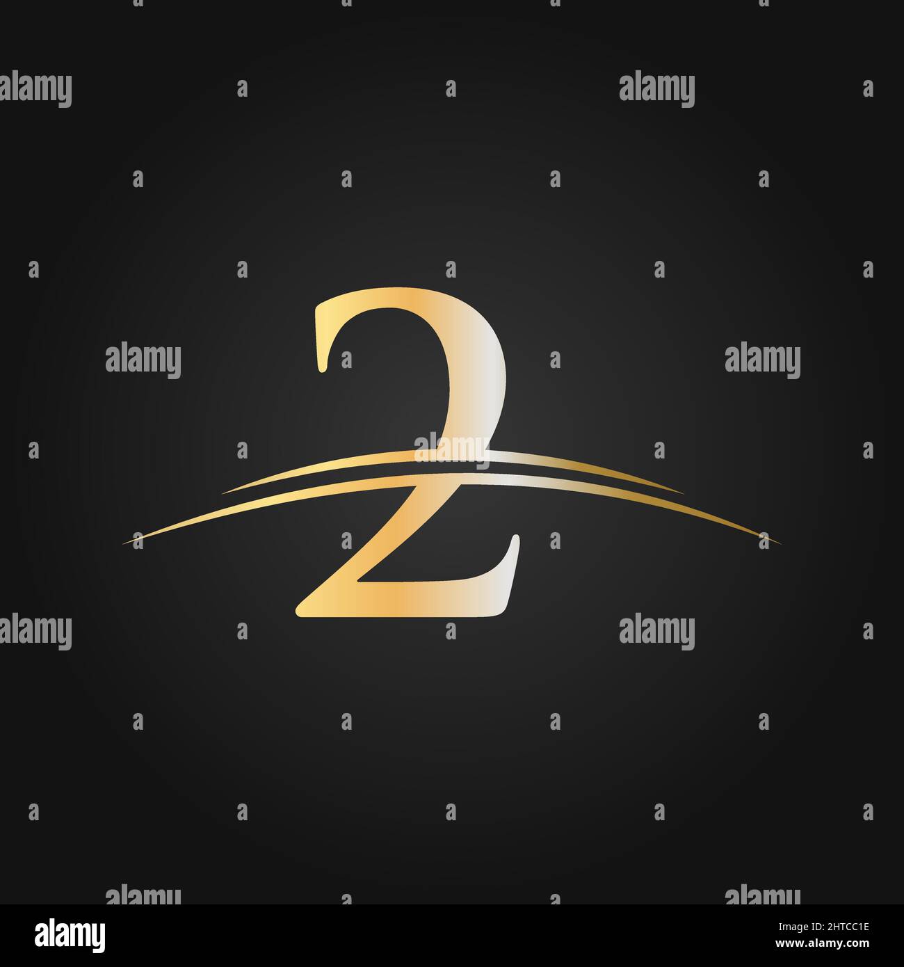 Initial letter 2 logotype company name colored gold swoosh design ...