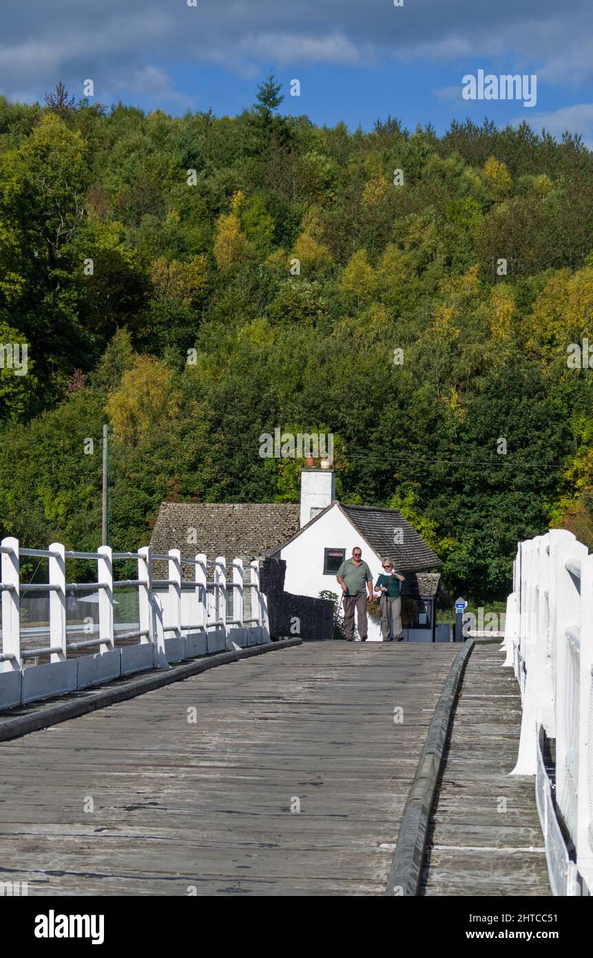 Toll bridge across the River Wye at Whitney On Wye, Herefordshire, UK ...