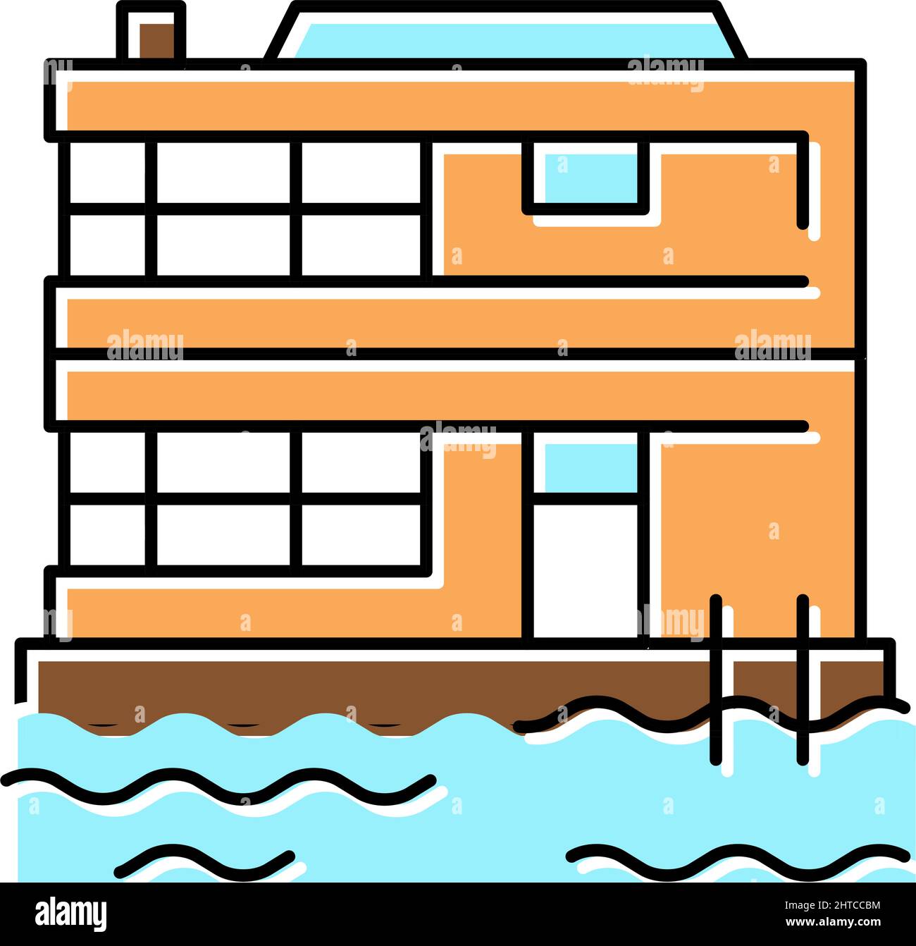 floating on water residence house color icon vector illustration Stock ...