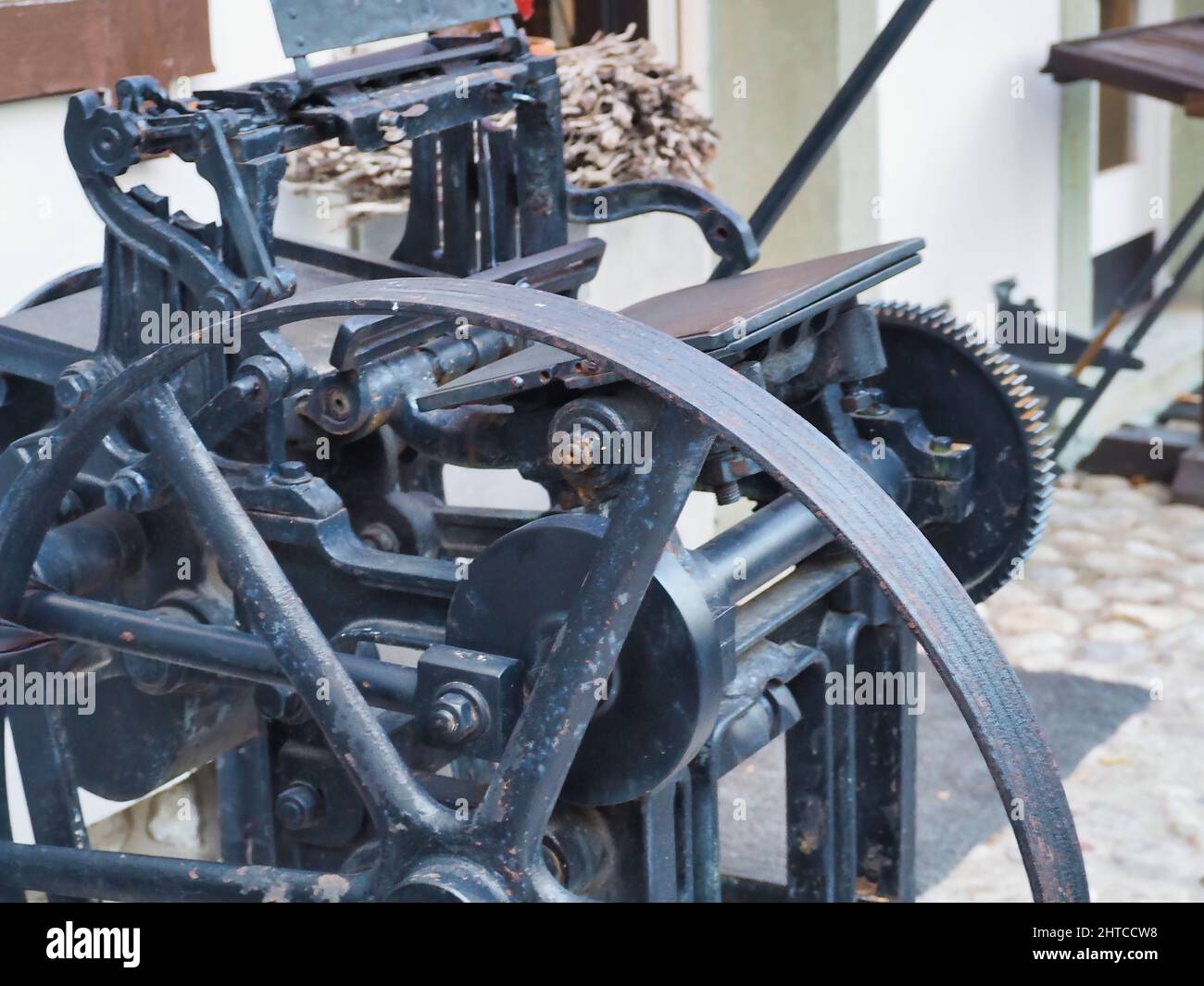 Old printing machine close hi-res stock photography and images - Alamy