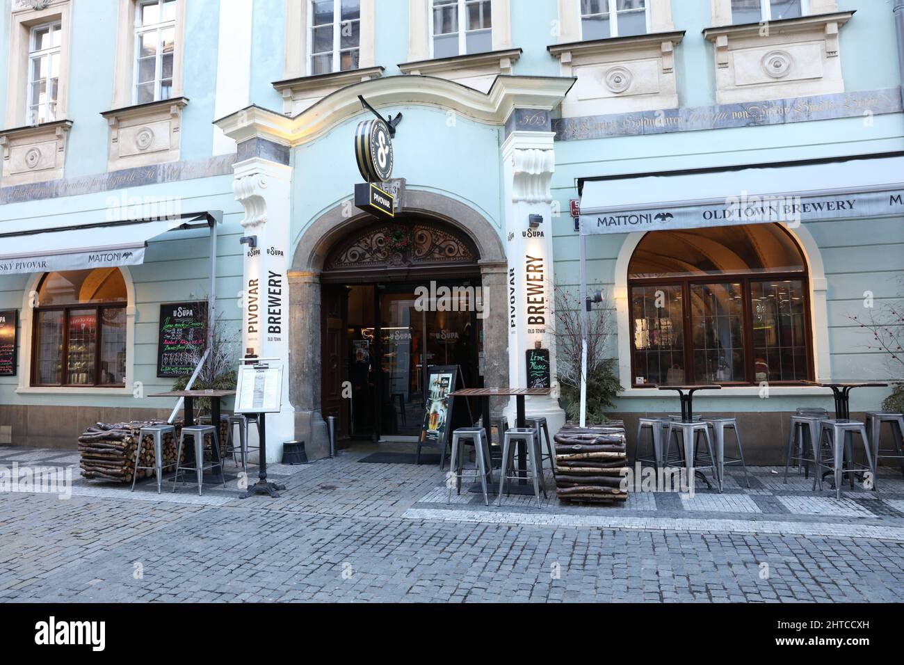 Exterior view facade of the Old Town Brewery U Supa, Smart restaurant ...