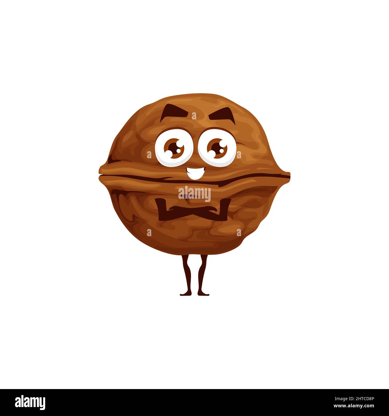 Cartoon funny walnut nut character with face smile, vector food ...