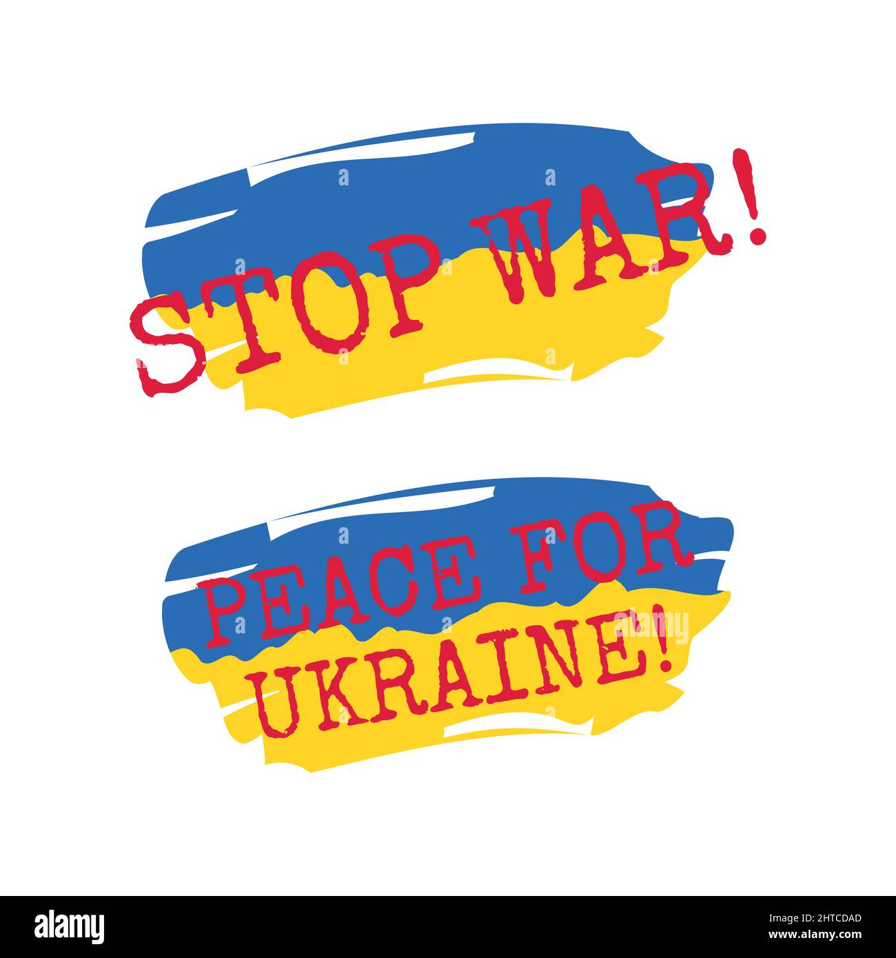 Ukrainian flag brush stroke with stop war. Peace for Ukraine text in ...