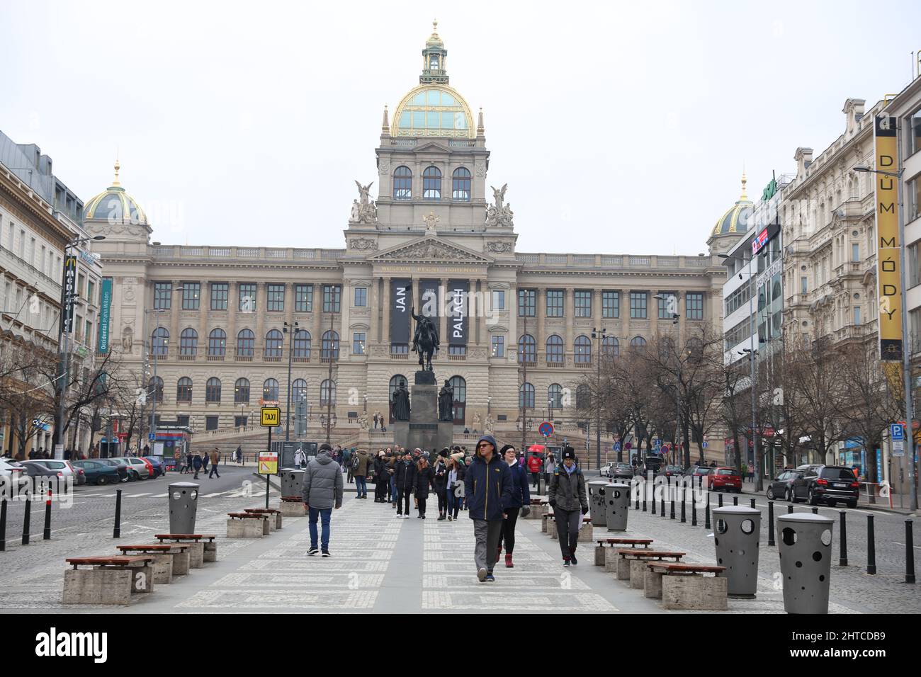 Beautiful exterior view of the Statue of Saint Wenceslas in the ...