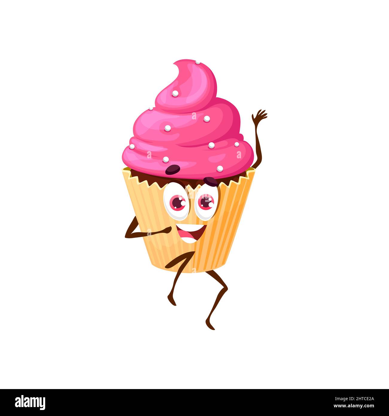 Cartoon funny dancing cupcake character, vector muffin dessert with ...