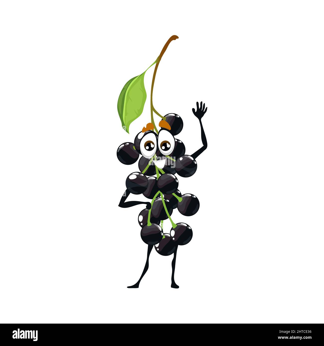 Funny cute bird cherry berry waving his hand cartoon character. Comic ...
