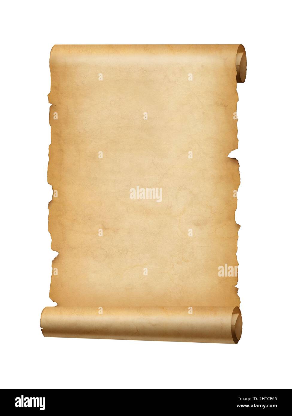 Old mediaeval paper sheet. Parchment scroll isolated on white ...