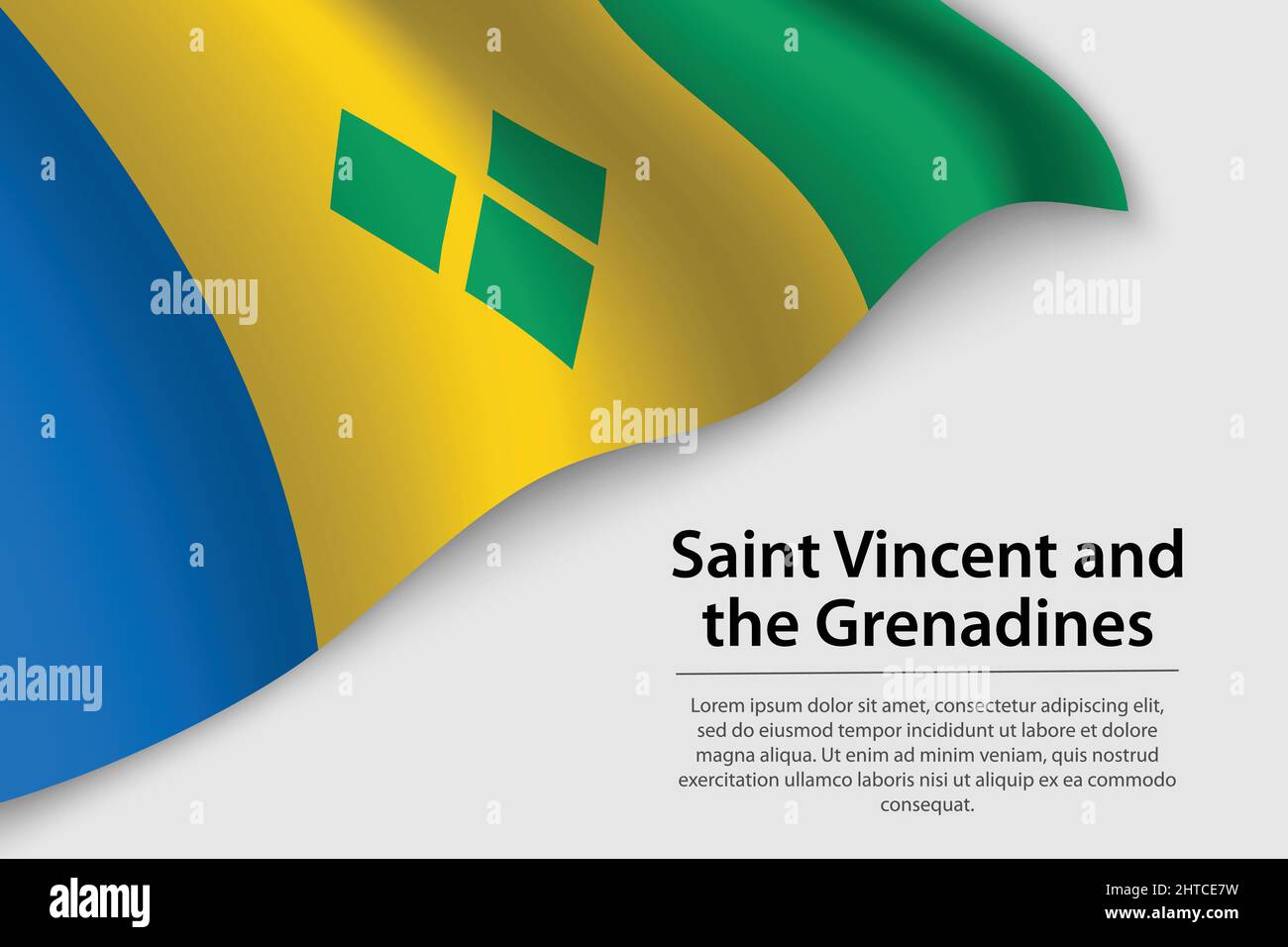 Wave flag of Saint Vincent and the Grenadines on white background ...