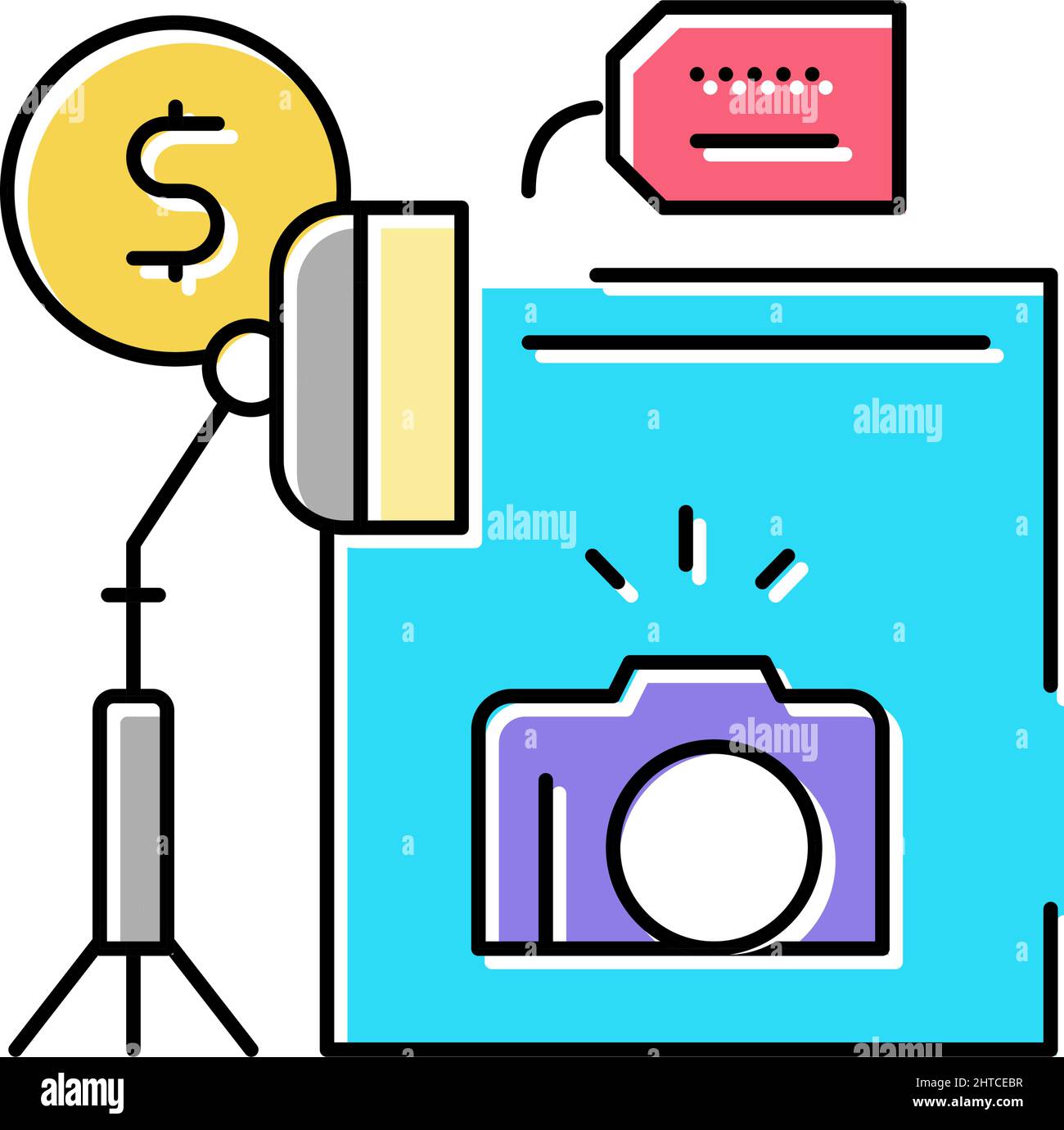 photo camera and studio rental color icon vector illustration Stock ...
