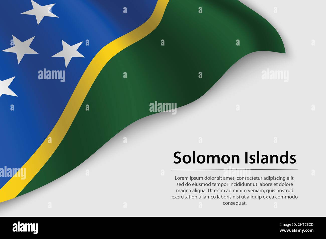 Wave flag of Solomon Islands on white background. Banner or ribbon vector template for ...