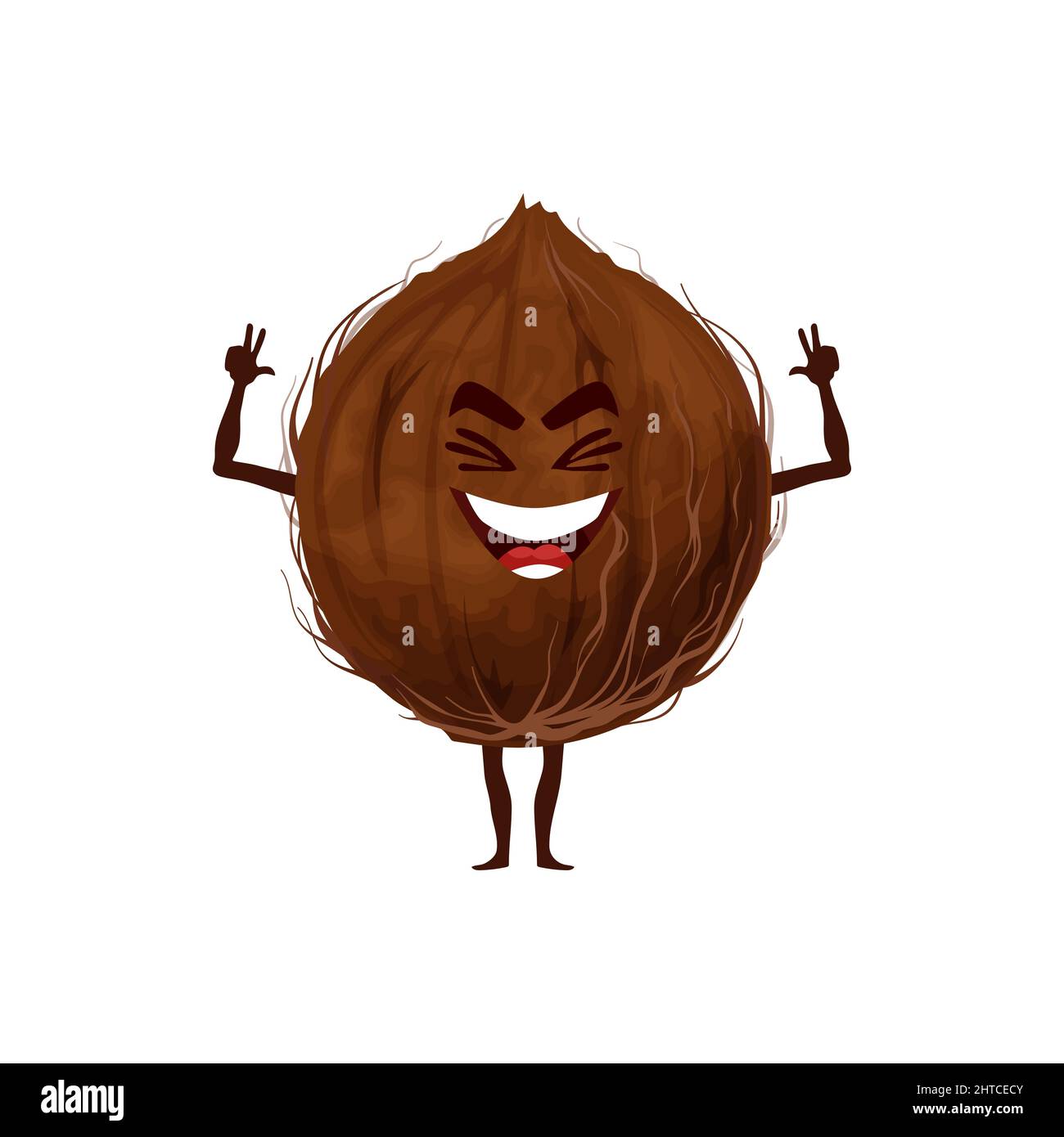 Cartoon coconut character, funny coco. Vector cute nut personage smile ...