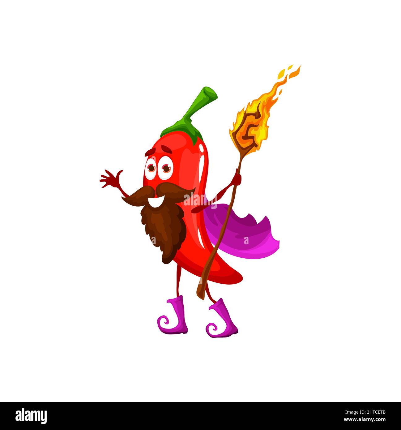 Cartoon mage chili pepper character. Funny vegetable isolated personage ...