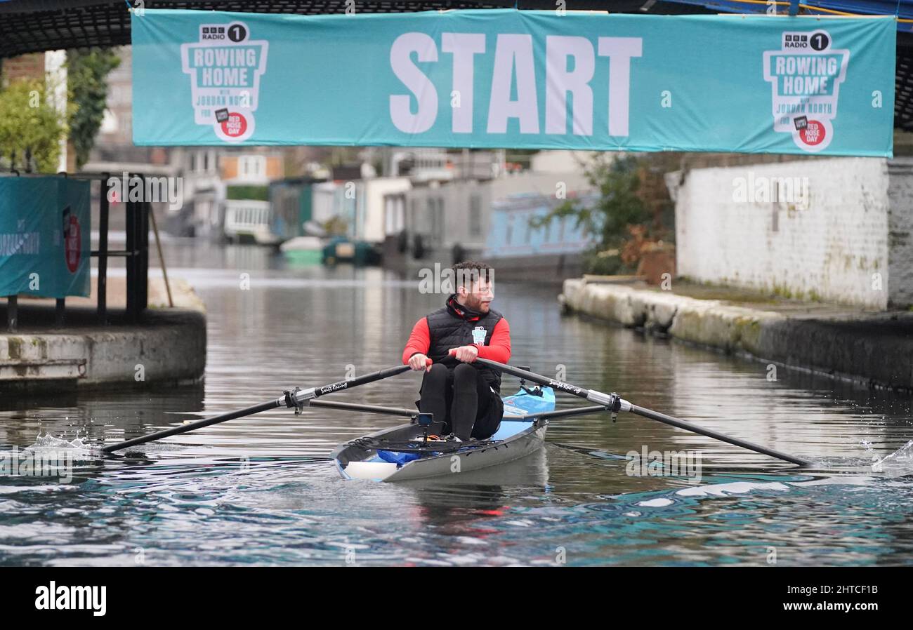 BBC Radio 1 DJ Jordan North sets off in a single scull rowing boat from ...