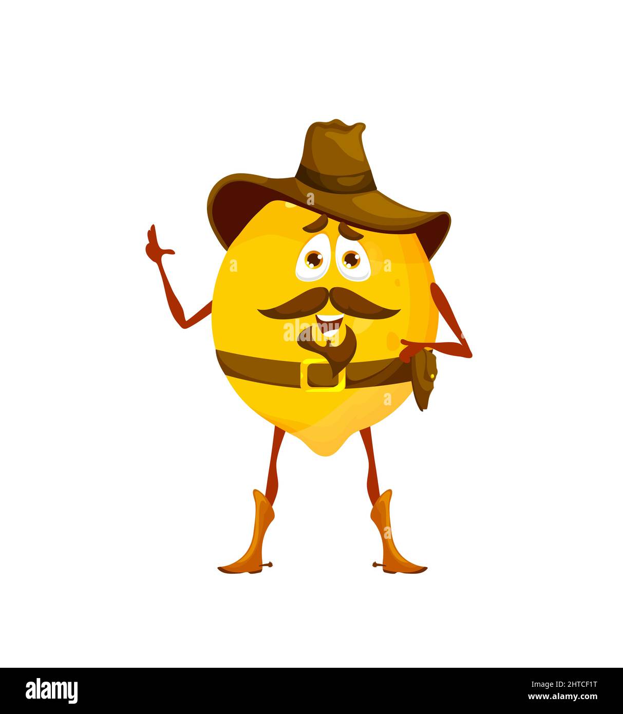 Cartoon sheriff or cowboy lemon character. Vector citrus fruit in hat ...