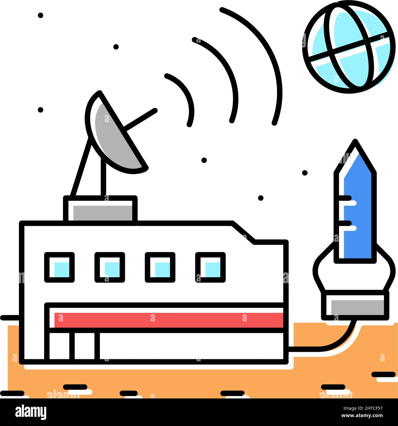 space base sending signal on earth color icon vector illustration Stock ...