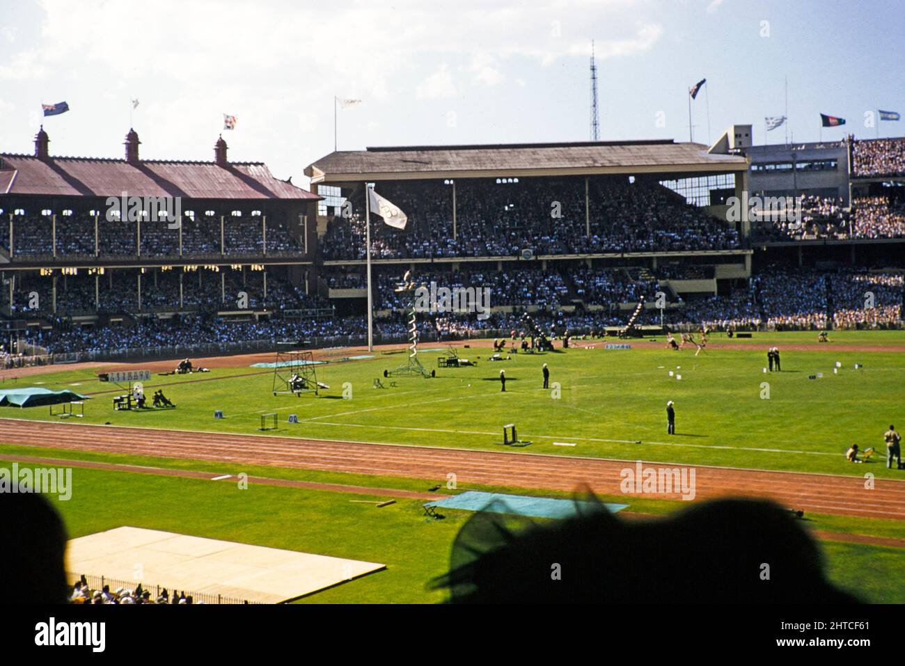 Crowds in the stadium at the summer Olympic Games, Melbourne, Australia ...