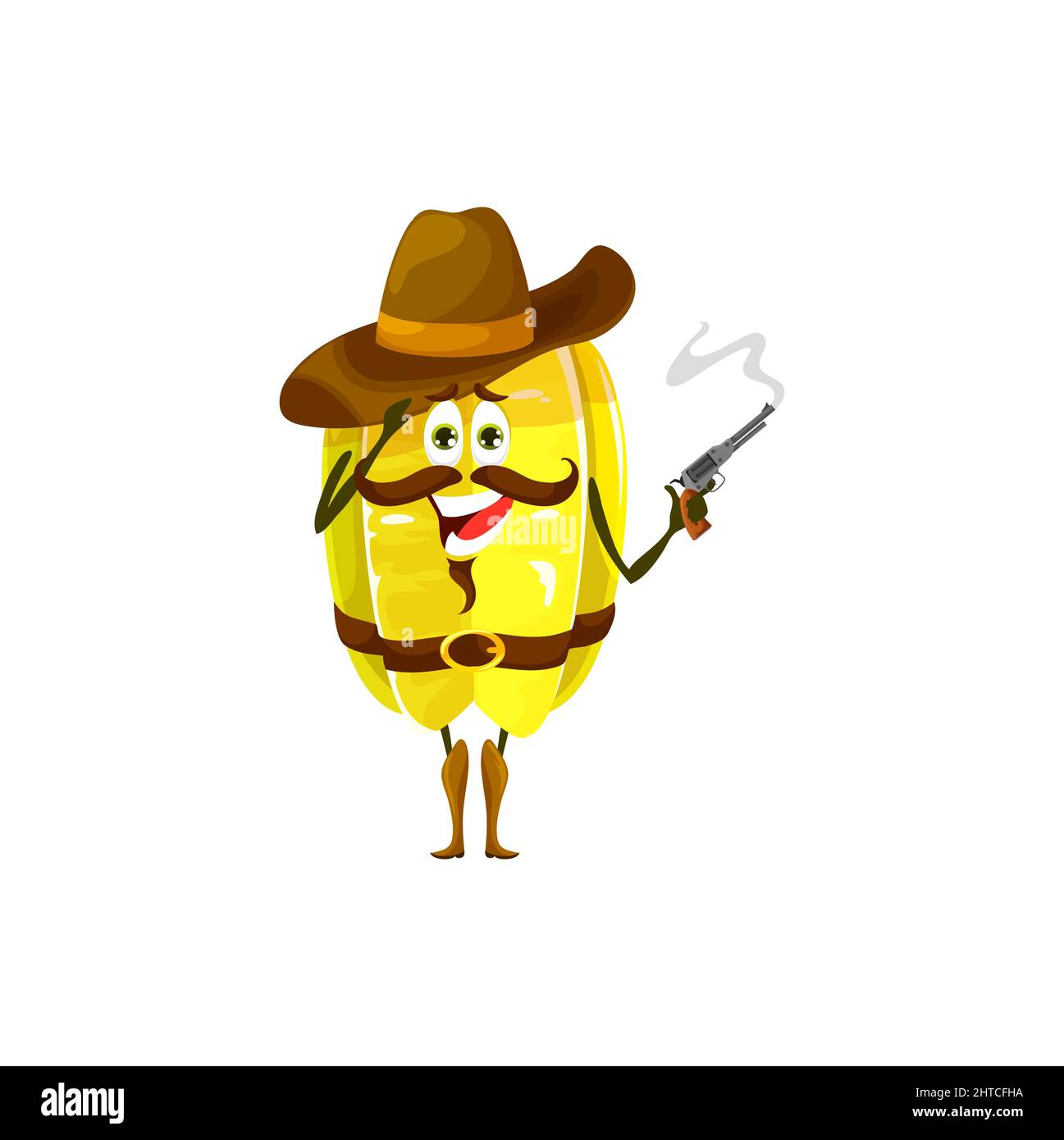 Cartoon starfruit ranger character. Cheerful exotic tropical fruit ...