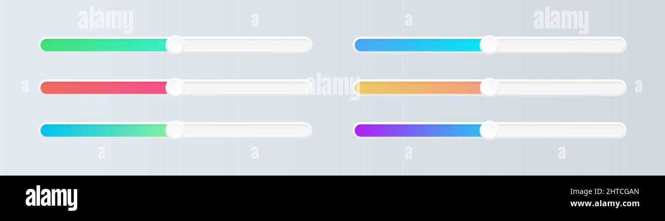 Sliders set. Gradient user interface elements. Switches for web pages ...