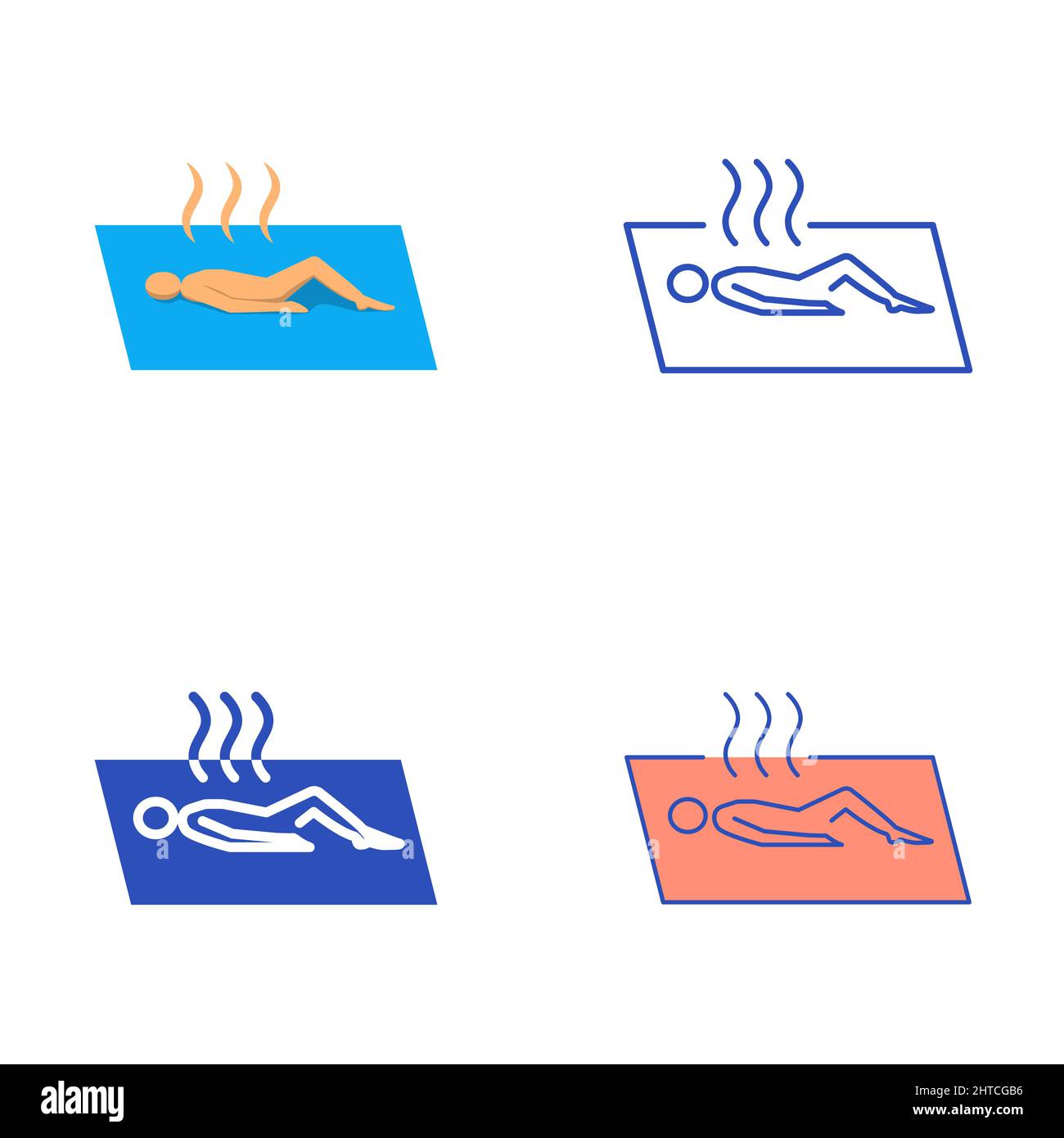 Muscle relaxation icon set in flat and line style. Lying down ...