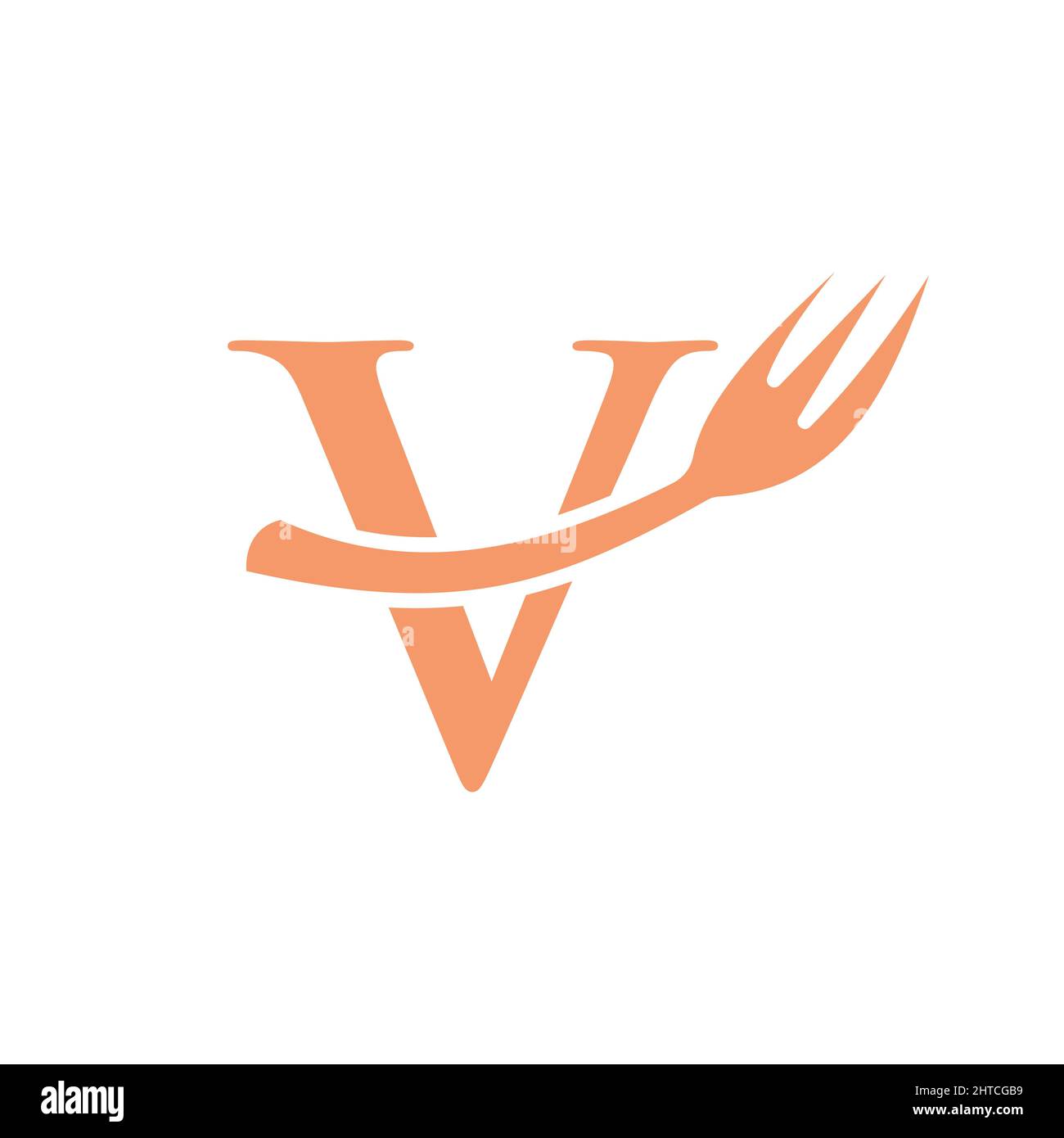 Restaurant Logo Template On Letter V. Letter V Restaurant Logo Sign ...