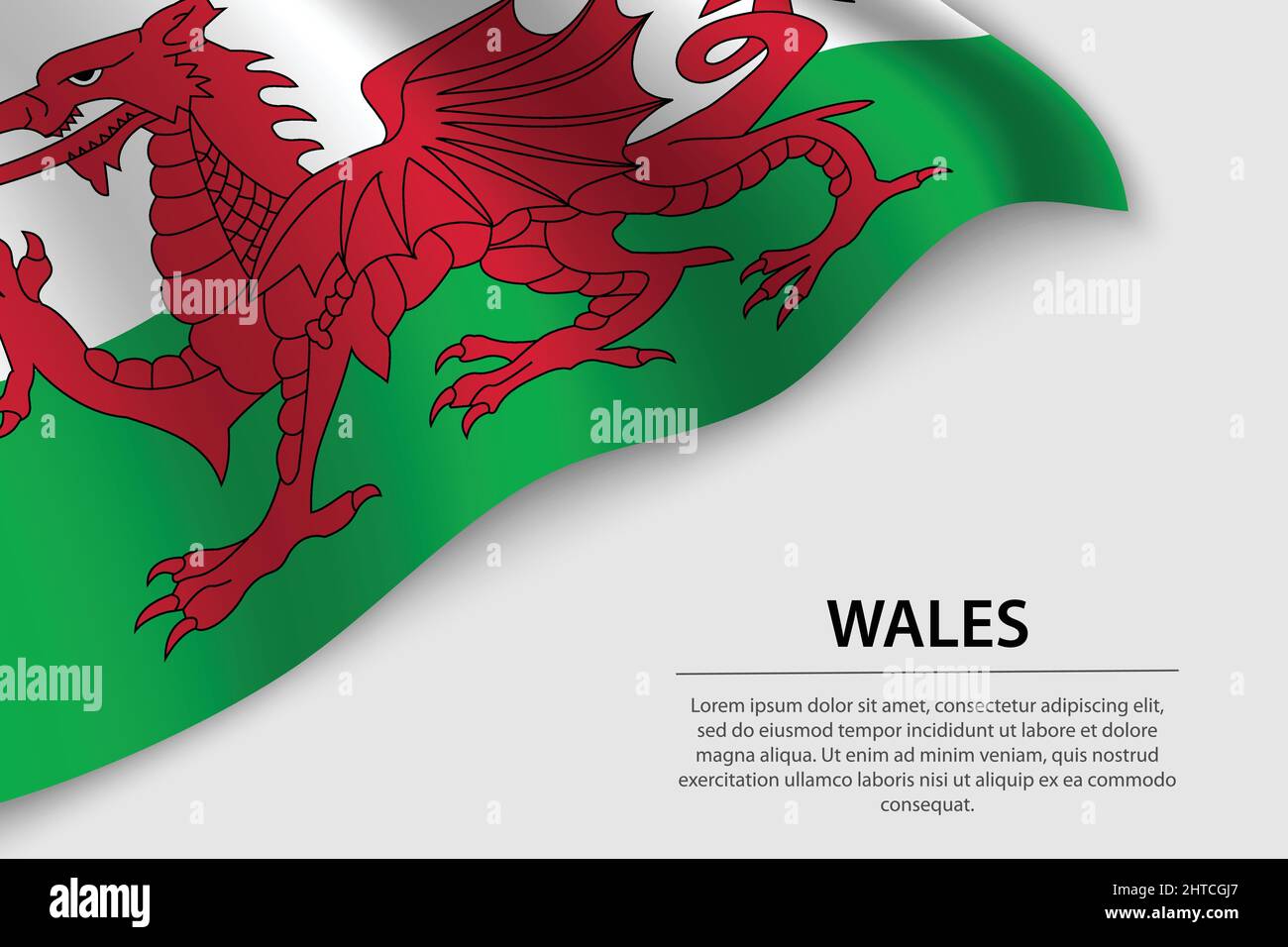 Wave flag of Wales on white background. Banner or ribbon vector ...