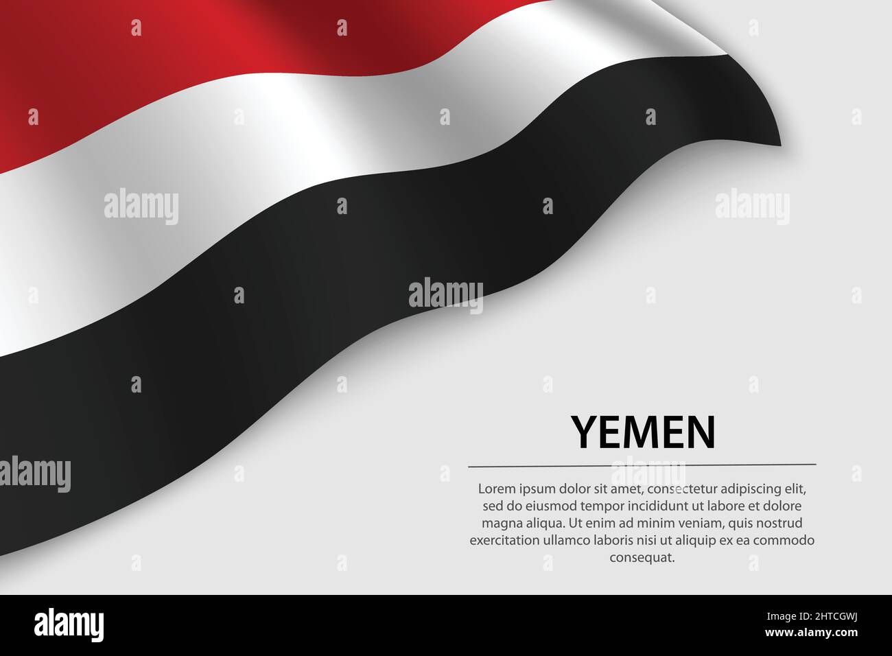 Wave flag of Yemen on white background. Banner or ribbon vector ...