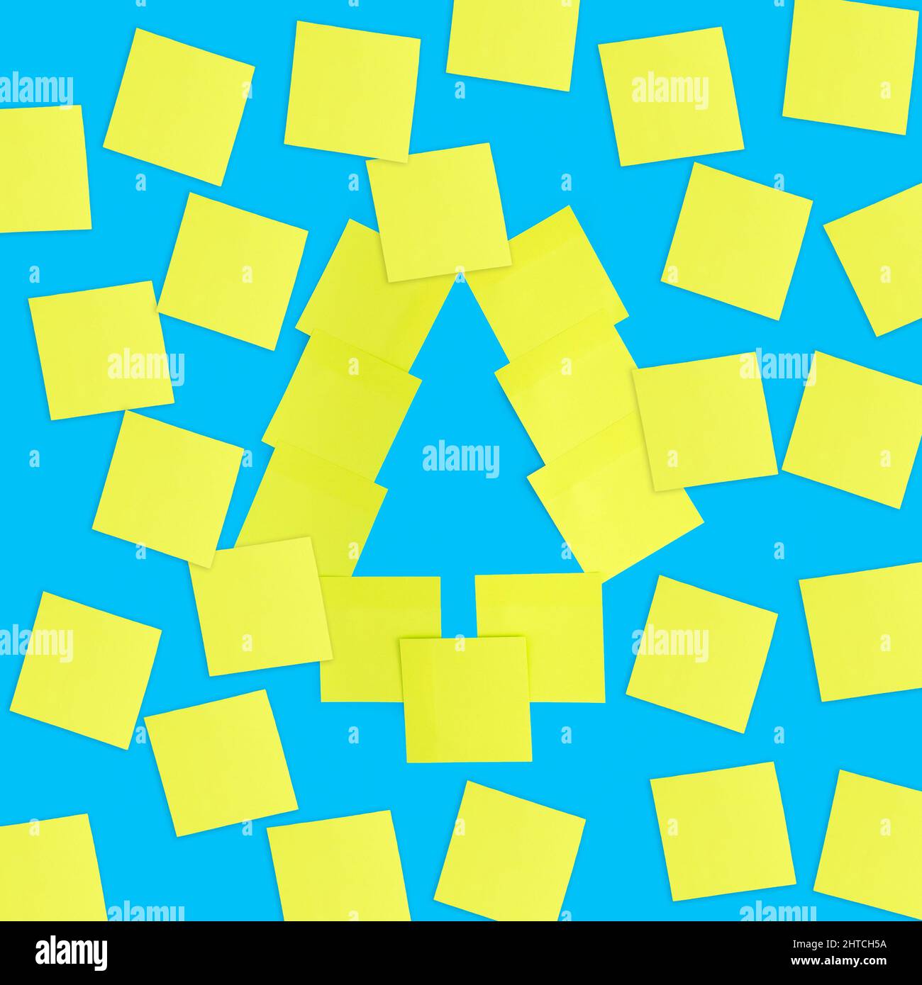 Illustration of a Christmas tree made of sticky notes on pastel blue ...