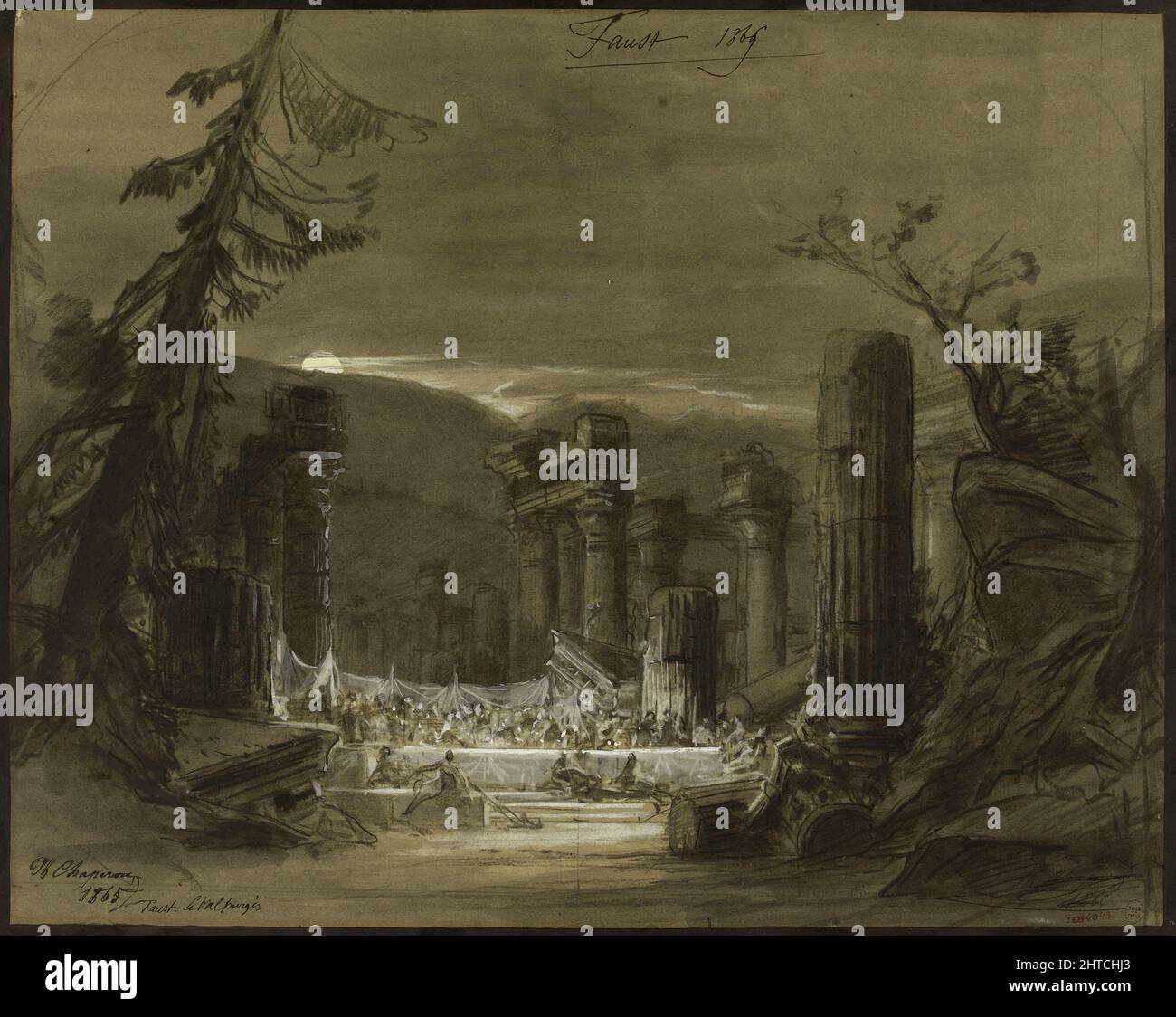 Stage design for the opera Faust by Ch. Gounod, 1865. Found in the ...