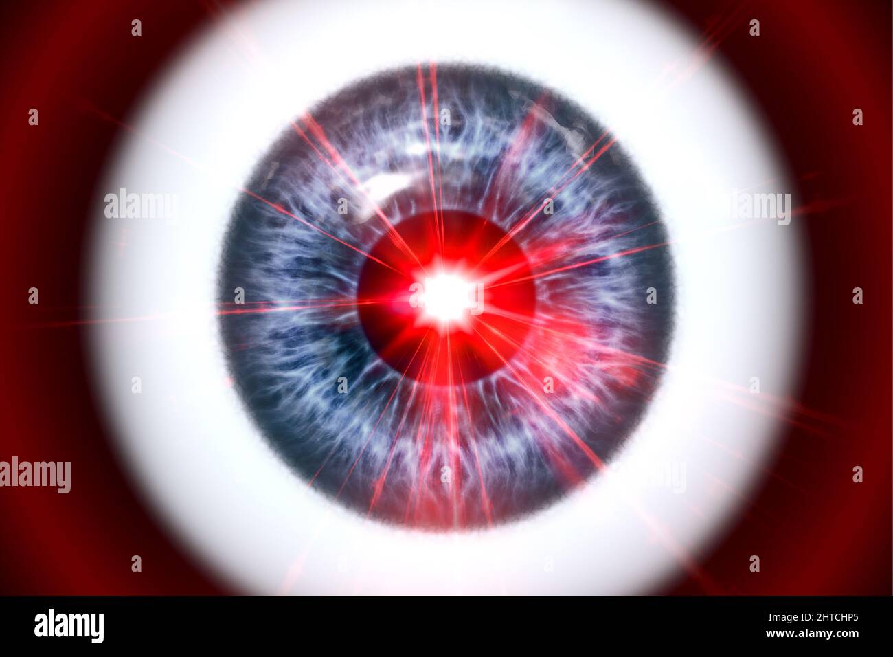 Illustration of an eyeball iris with laser light Stock Photo - Alamy