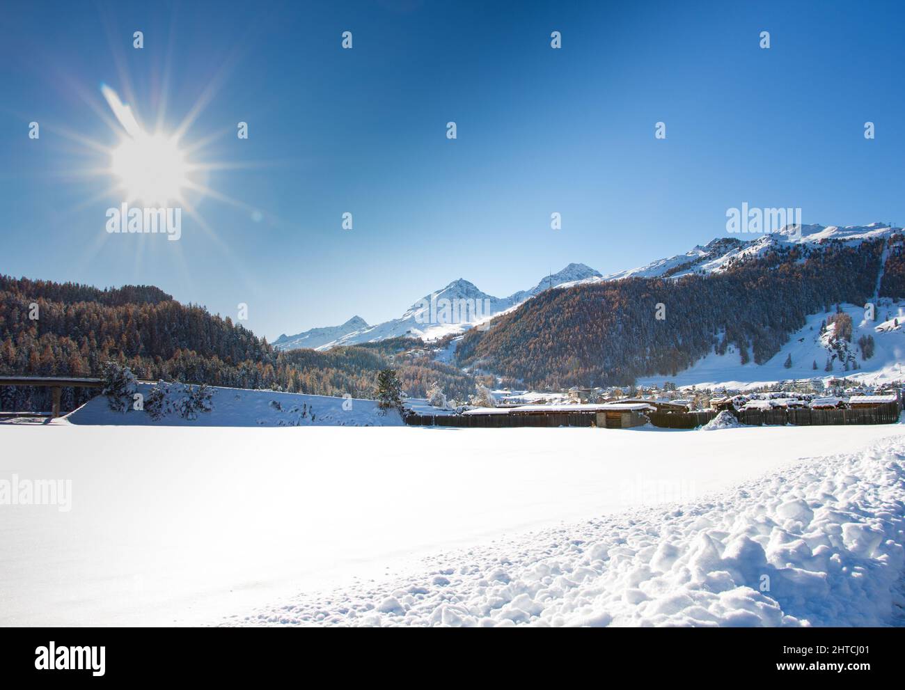 Beautiful view of mountains covered with snow Stock Photo - Alamy