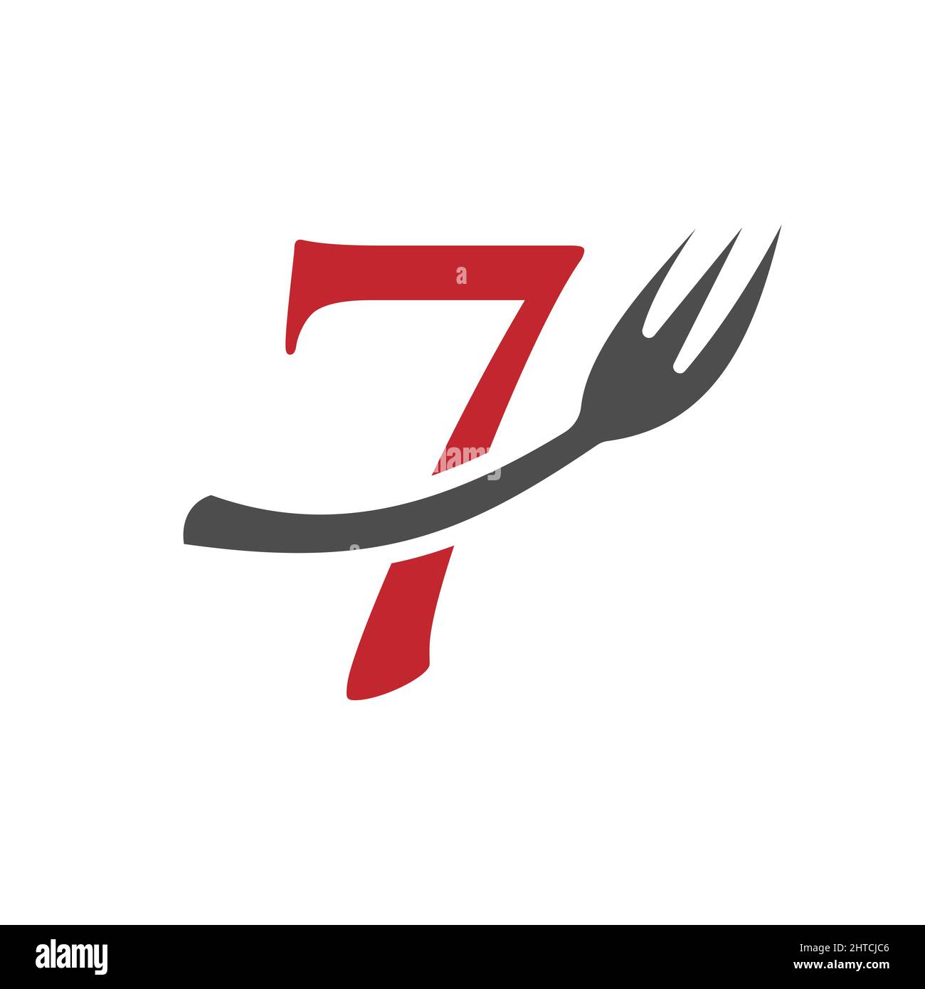 Restaurant Logo Template On Letter 7. Letter 7 Restaurant Logo Sign ...
