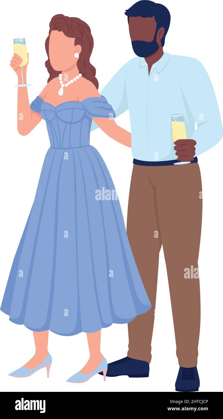 Loving couple raising toast semi flat color vector characters Stock ...