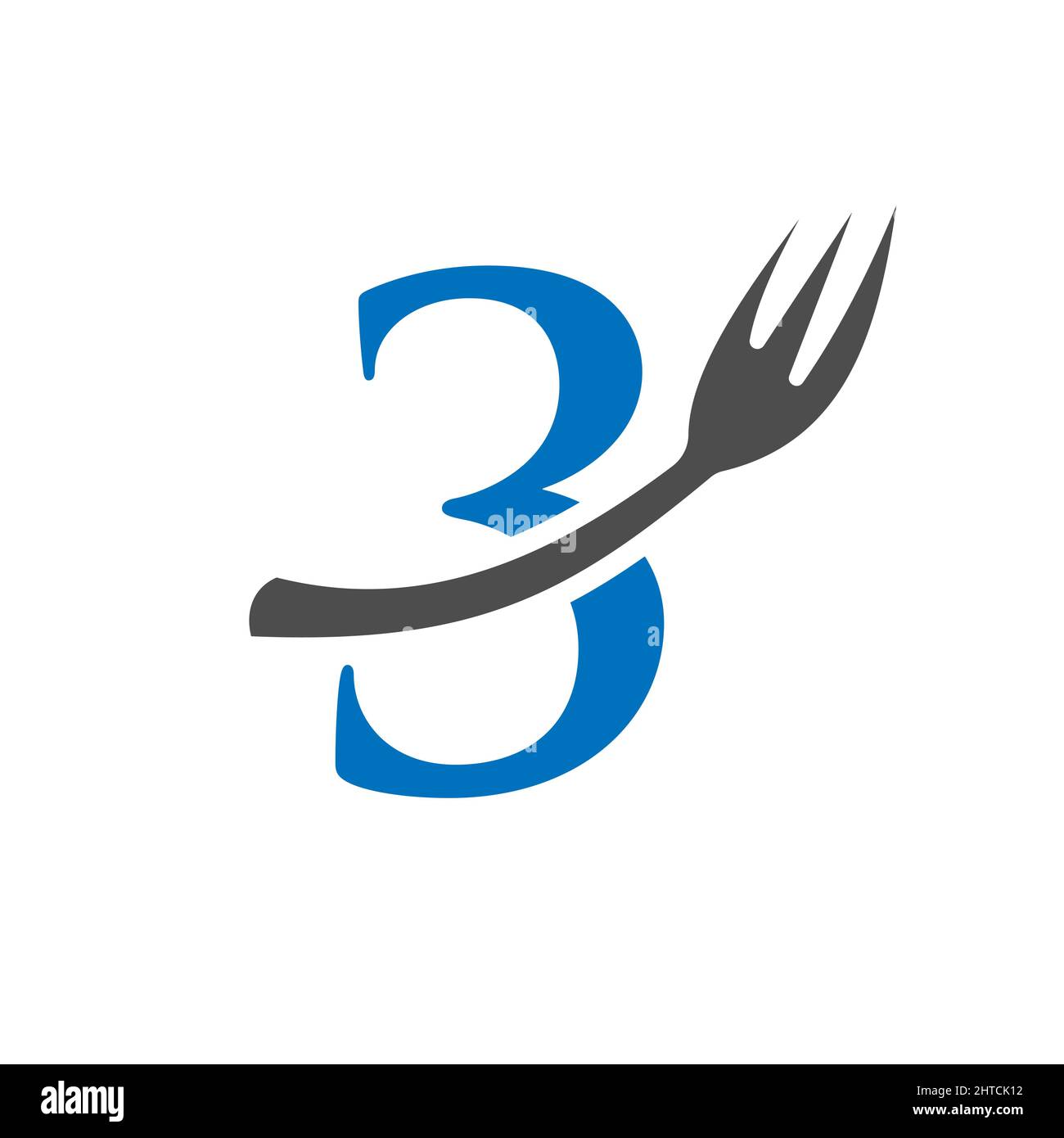 Restaurant Logo Template On Letter 3. Letter 3 Restaurant Logo Sign ...