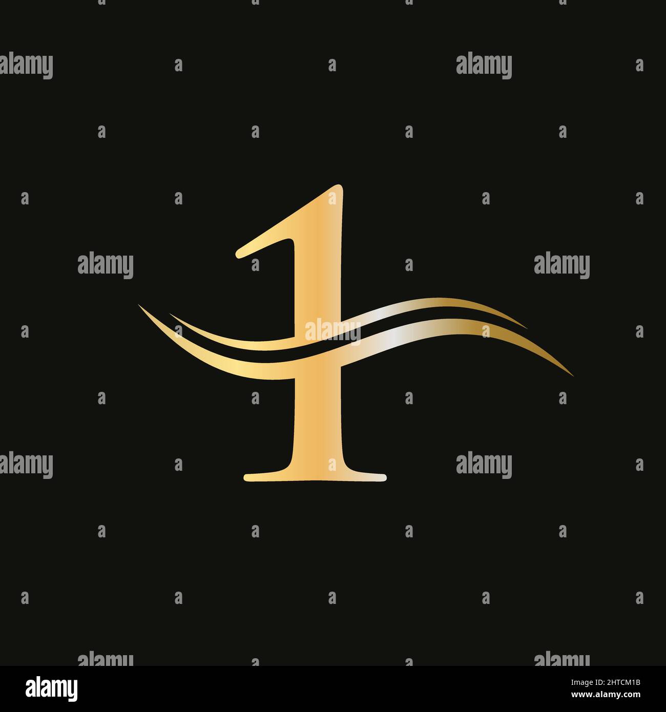 Letter 1 Logo Design with water wave concept. 1 letter logo design with ...