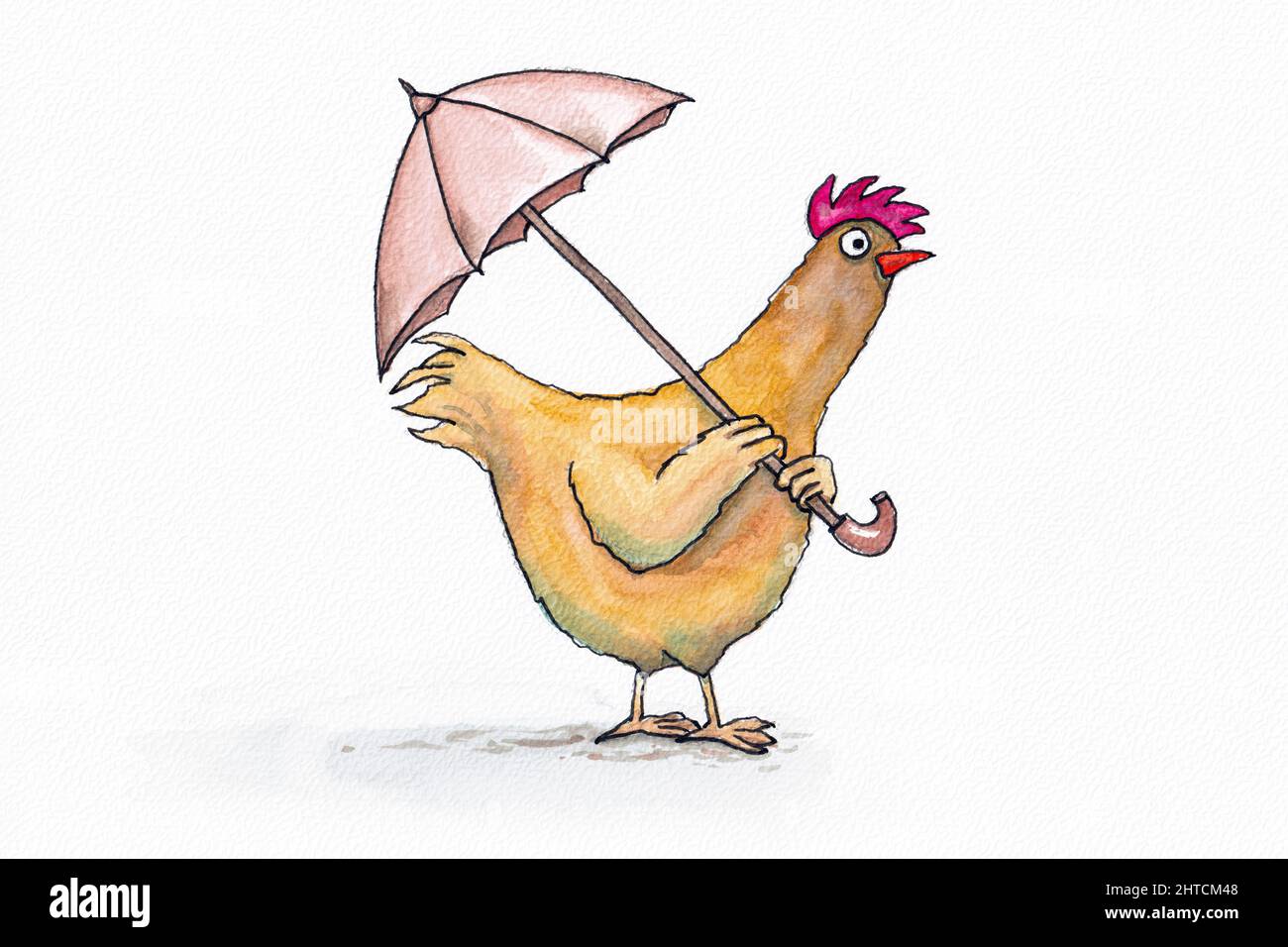 sweet hen with an umbrella Stock Photo - Alamy