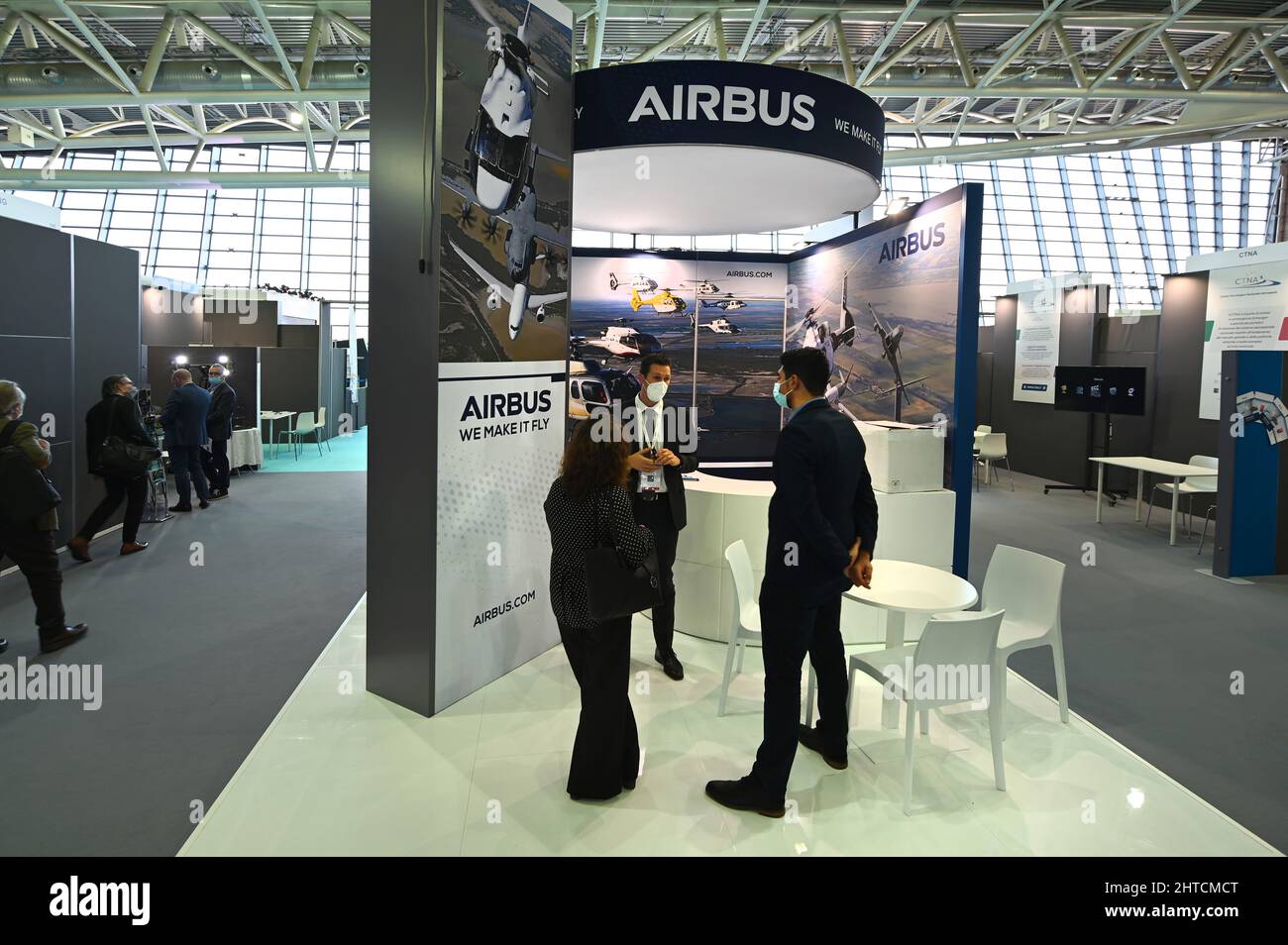 Airbus aviation company booth and logo at aerospace fair Stock Photo ...