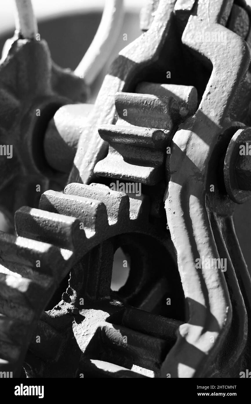 Simple mechanical machine concept on a vintage heavy duty industrial ...