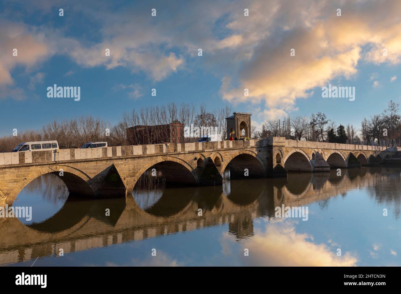 Tunca bridge over Tunca river and Selimiye Mosque inEdirne Stock Photo ...