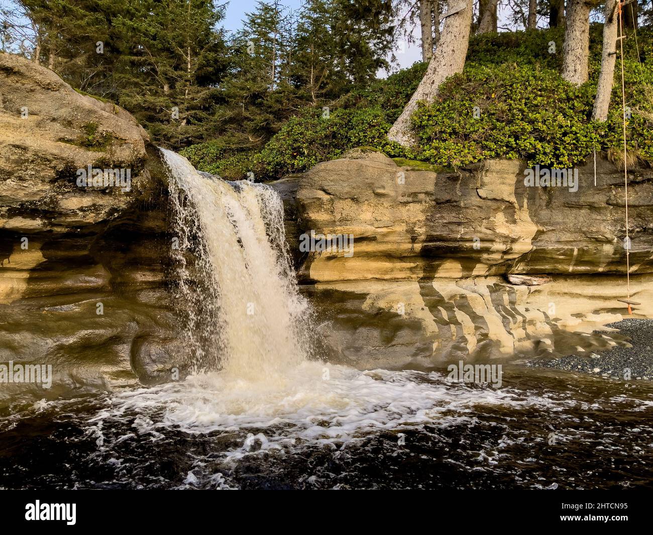 Beautiful summer morning at the Sandcut Beach Waterfalls in Vancouver ...