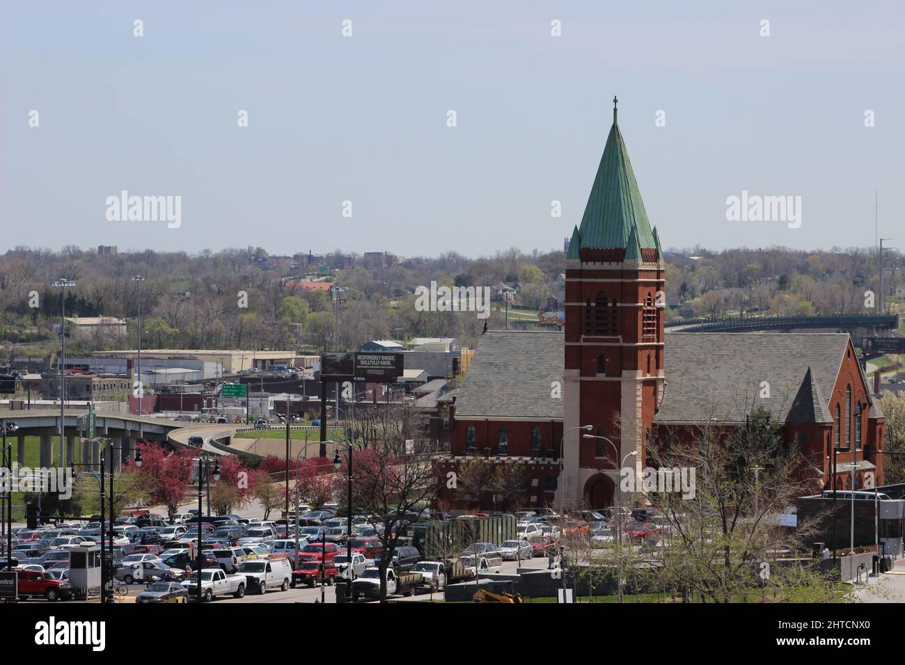 Aerial view of a church in the downtown Stock Photo - Alamy