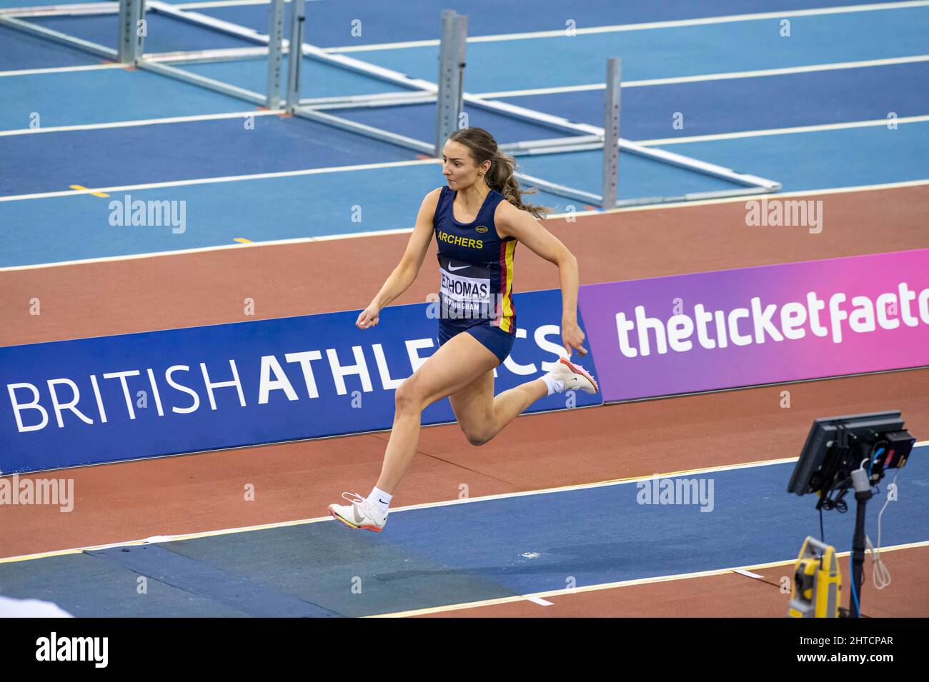 Sunday 27 February 2022: Emily Thomas seen in the Womens Long Jump ...