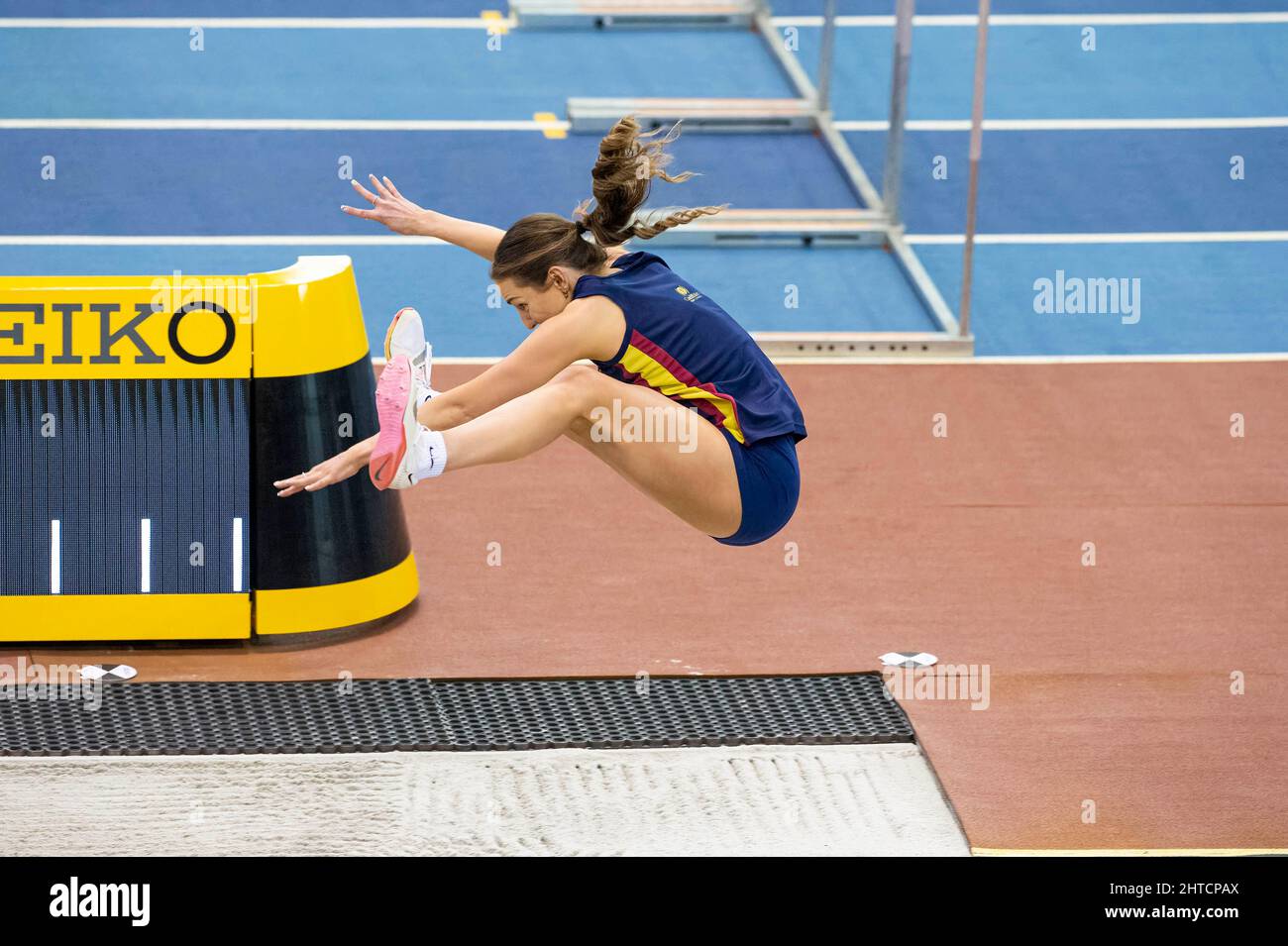 Sunday 27 February 2022: Emily Thomas seen in the Womens Long Jump ...