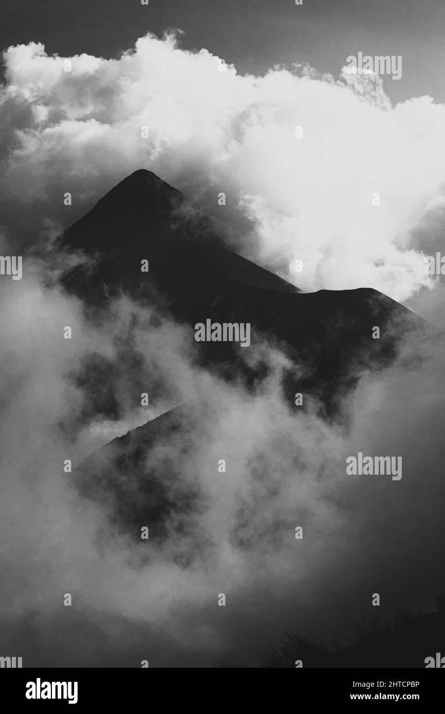 Grayscale of the Fuego Volcano eruption Stock Photo - Alamy