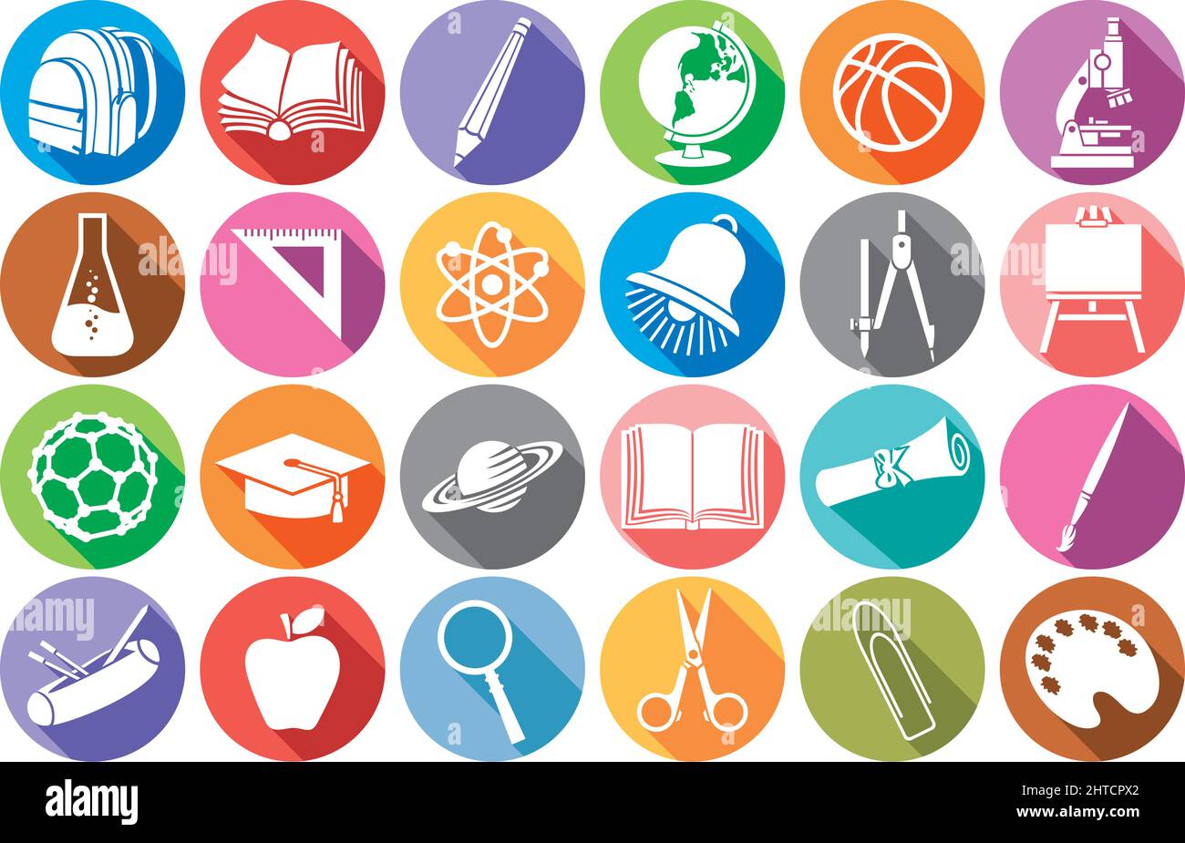 School flat icons collection vector illustration Stock Vector Image ...