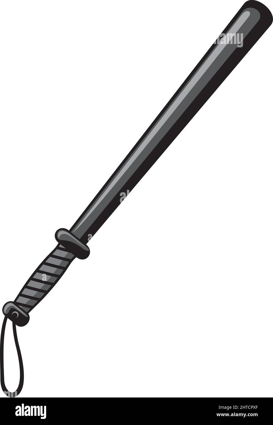 Police bat (rubber baton, security truncheons) vector illustration ...