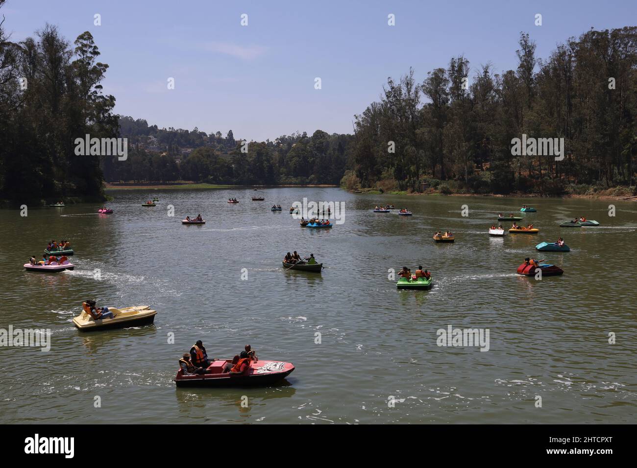 14 th Apr 2019, Ooty, Tamil Nadu, India. Tourists having boat rides at ...