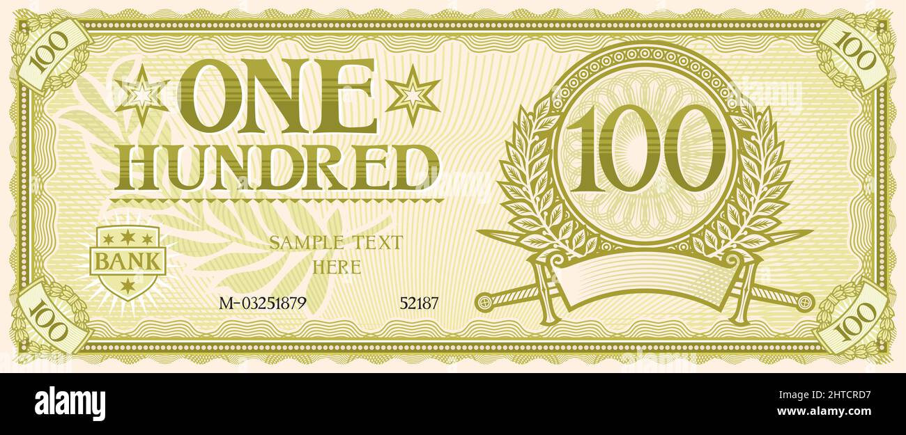 One hundred abstract banknote vector illustration Stock Vector Image ...