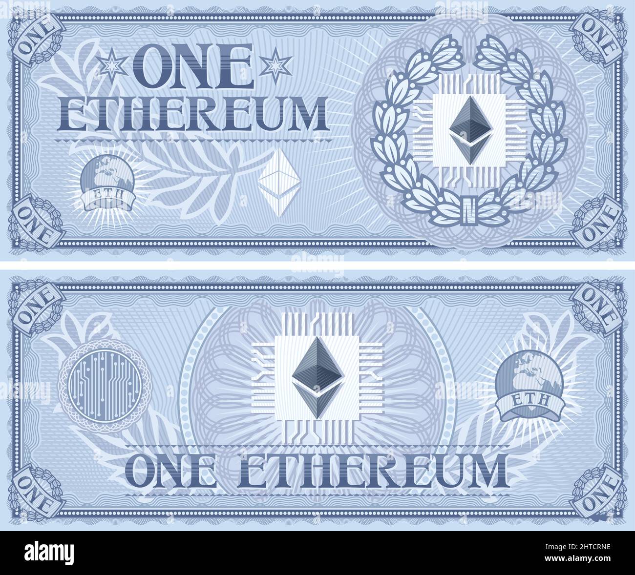 One Ethereum abstract banknote vector illustration Stock Vector Image ...