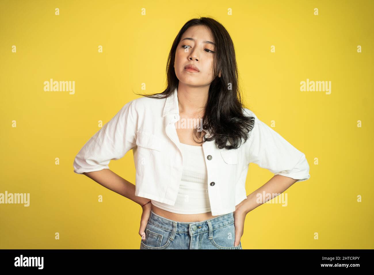 sad portrait of young asian woman over isolated background Stock Photo ...