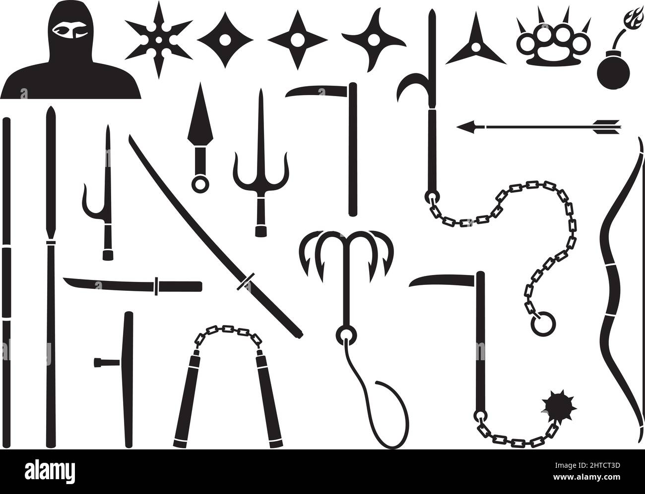 Ninja weapons icons set vector illustration Stock Vector Image & Art ...